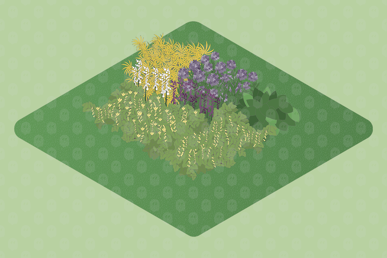archade-axonometric-different-color-plants-and-flowers-vector-drawings