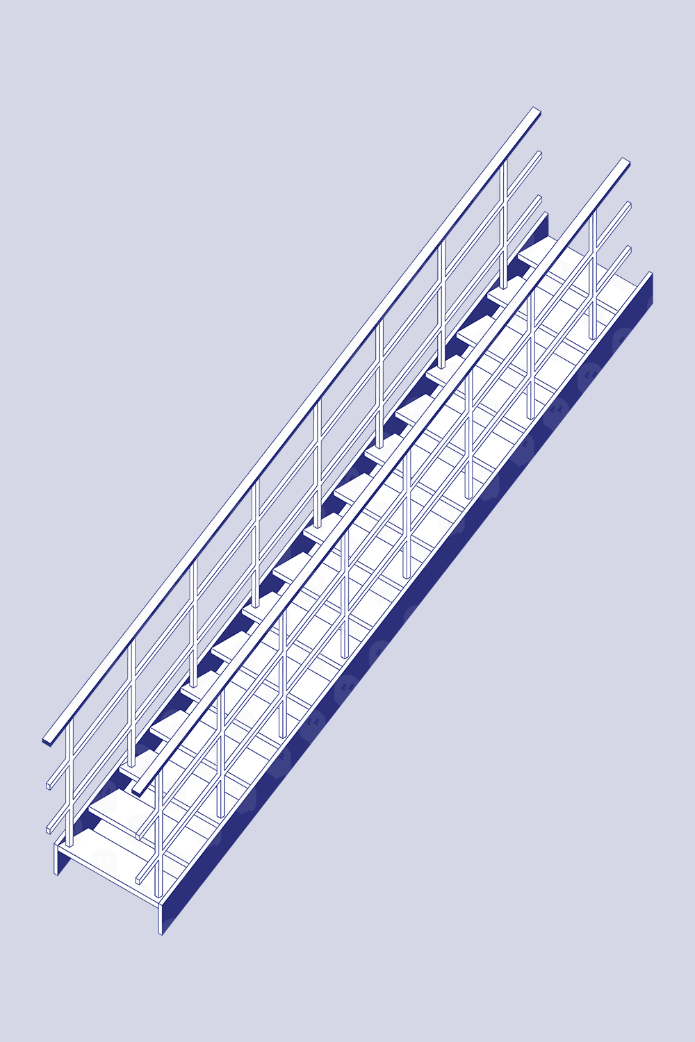 Archade | Axonometric Spiral Staircase With Railing Vector Drawings